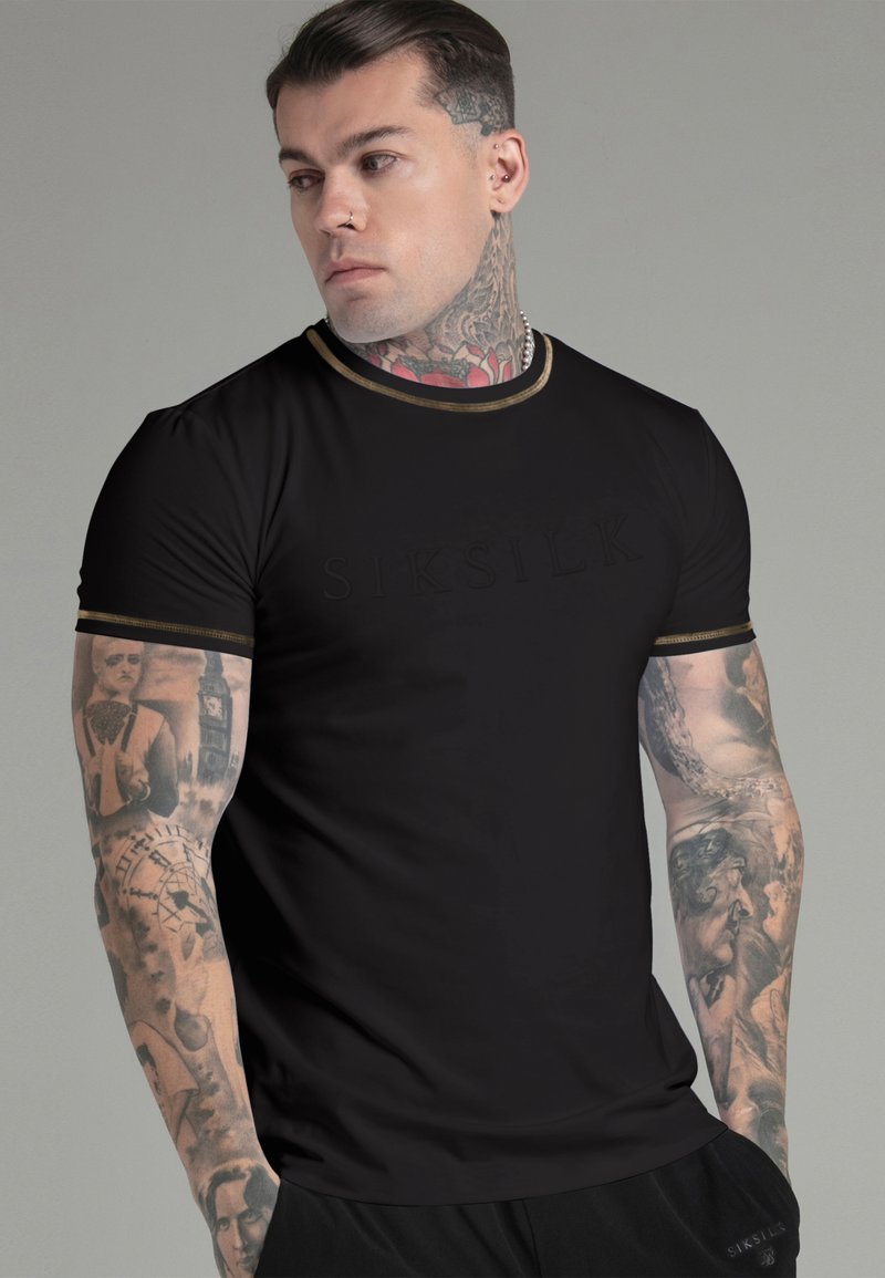 SIKSILK MUSCLE FIT - T-shirt - bas - black/svart - Zalando.se