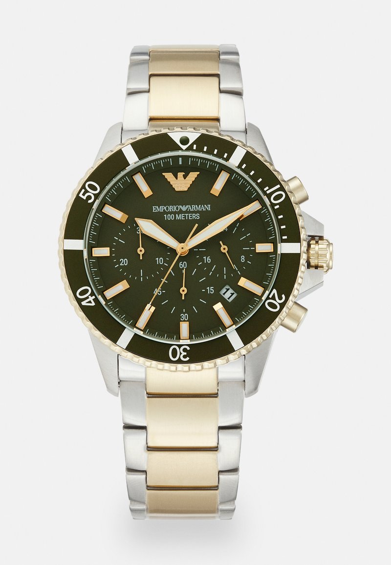 Emporio Armani DIVER - Chronograph watch - silver-coloured/gold ...