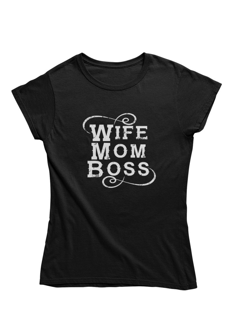 Mamino Wife Mom Boss T Shirt Print Schwarz Zalando De