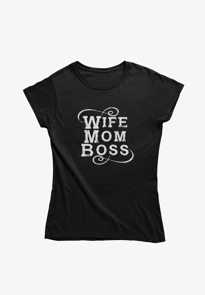 Mamino Wife Mom Boss T Shirt Print Schwarz Zalando De