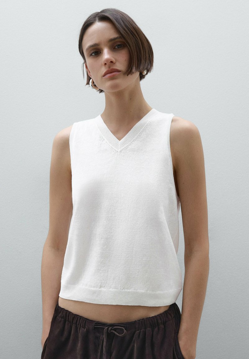 Massimo Dutti V-NECK - Top - white/weiß - Zalando.de