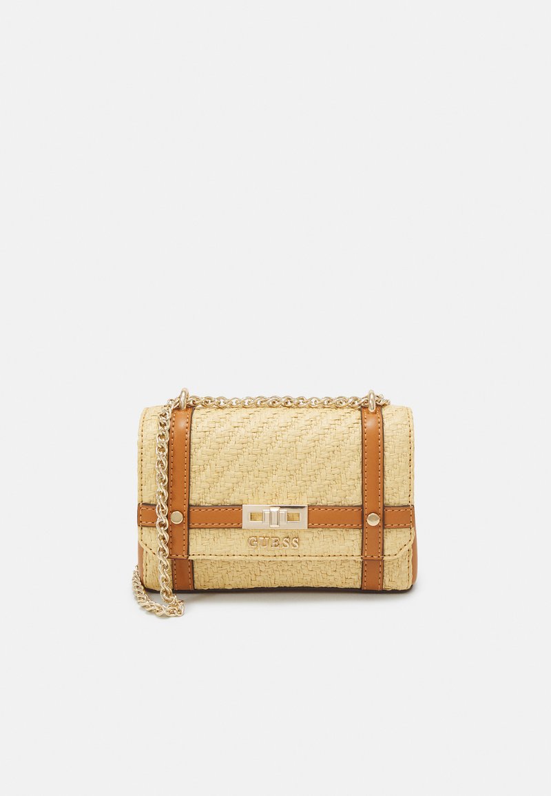 Guess EMILEE MINI FLAP - Across body bag - beige/cognac/beige - Zalando.de
