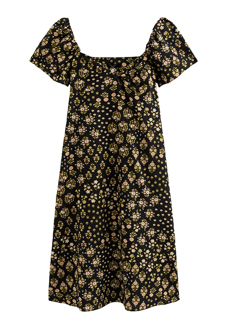 New Look CURVES TEA FLORAL MIDI DRESS - Jurk - black pattern/zwart ...
