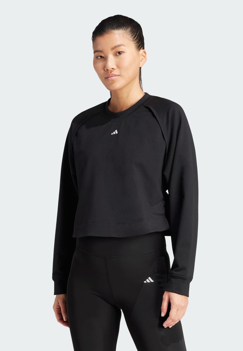 adidas Performance POWER COVER UP - Long sleeved top - black white ...