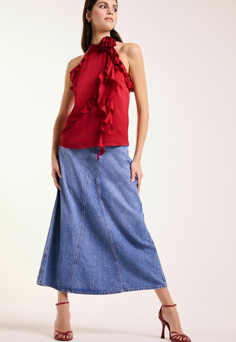 Next CORSAGE NECK RUFFLE FRONT DETAIL SLEEVELESS BLOUSE - REGULAR FIT ...