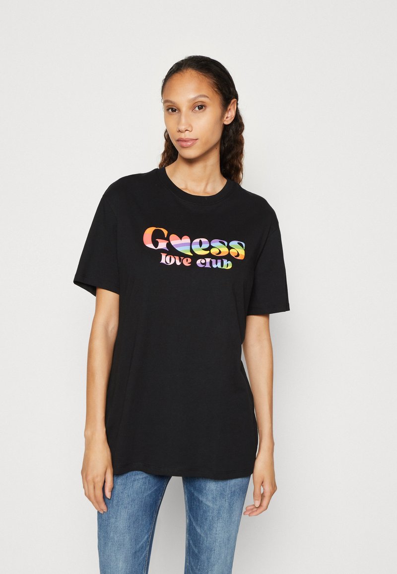 Guess LOVE CLUB CREW TEE - Camiseta estampada - jet black/negro ...