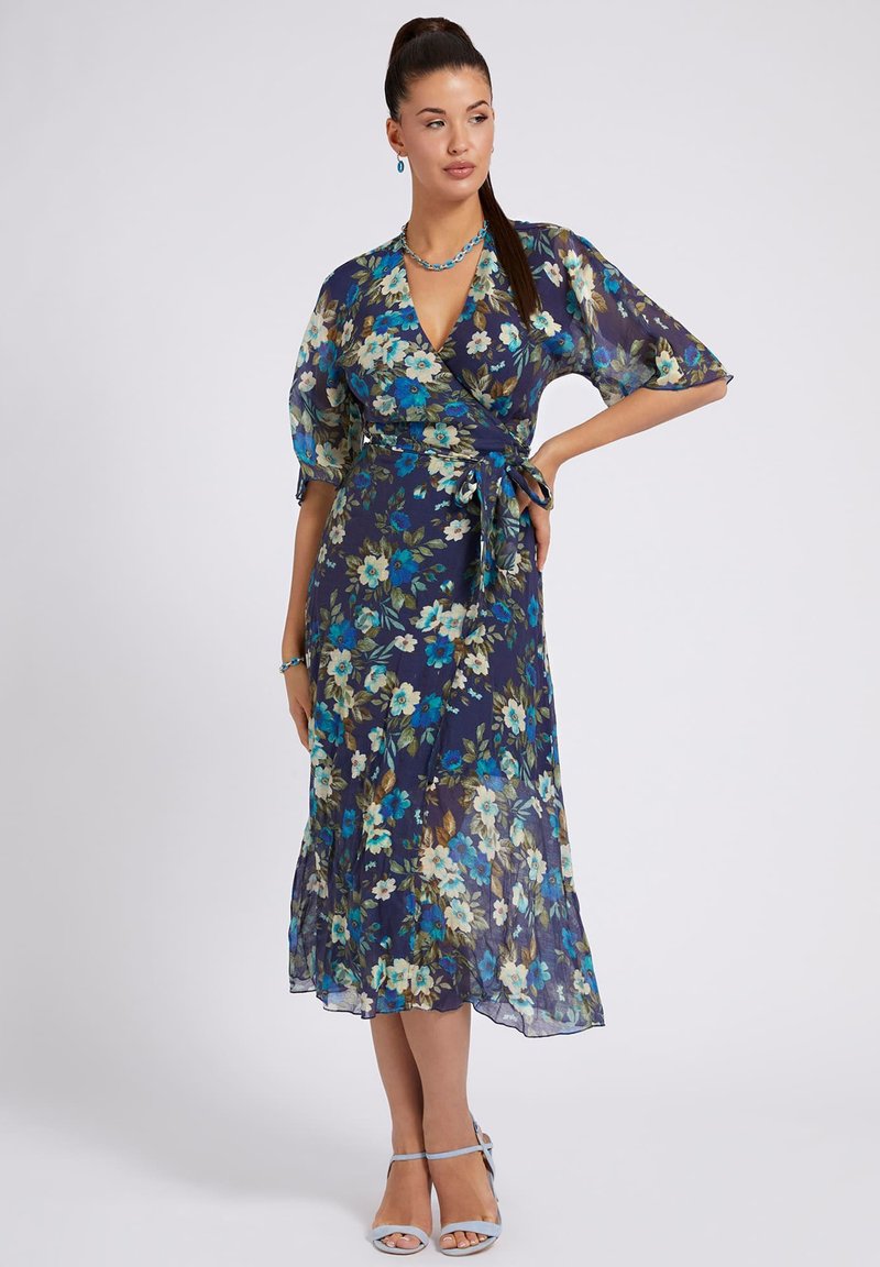 Guess Mit Allover Print Vestido Informal Mehrfarbig Grundton Blau