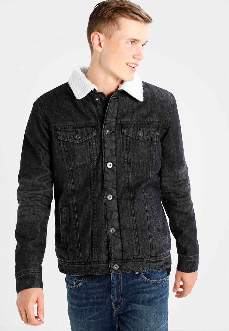 Urban Classics Denim jacket - black washed/black denim - Zalando.ie