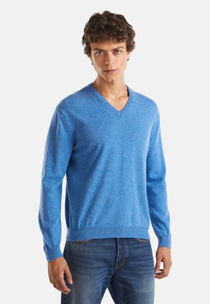 Felix Hardy BASIC V NECK ARM PATCH DETAIL - Jersey de punto - blue/azul - Zalando.es