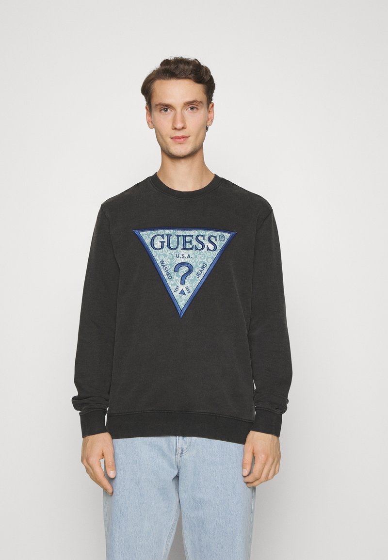 Guess PRINTED TRIANGLE - Sweatshirt - jet black/black - Zalando.co.uk