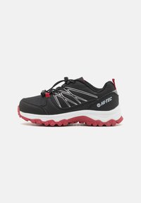 HI-TEC TRAIL EXPLORER LOW JR UNISEX - Hiking shoes - black/red/black ...