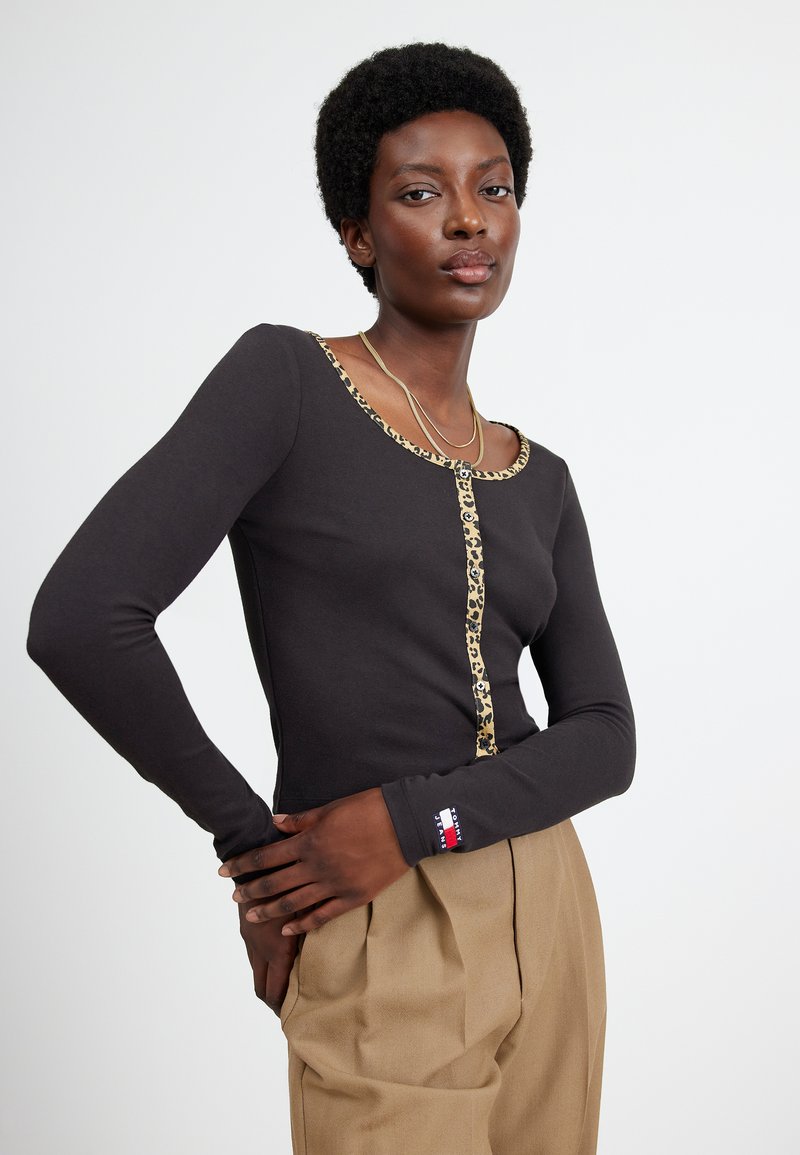 Tommy Jeans LEO BINDING - Long sleeved top - black - Zalando.ie