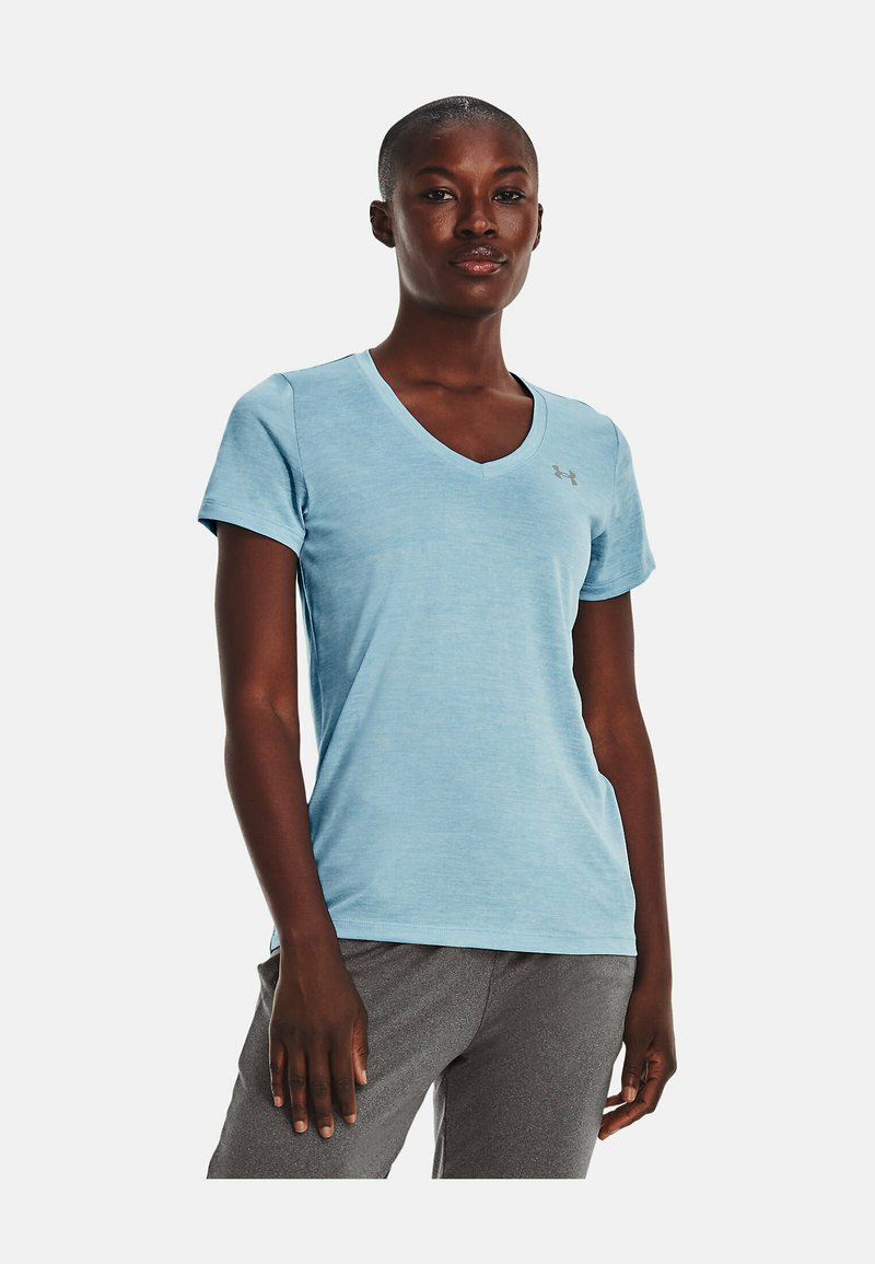 Under Armour TECH TWIST - Sports T-shirt - blizzard (490)/blue ...