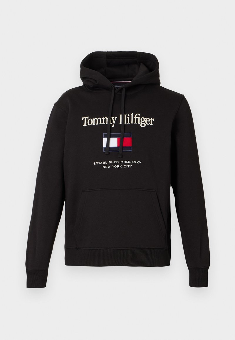 Tommy Hilfiger EMBRO FLAG - Kapuzenpullover - black/schwarz - Zalando