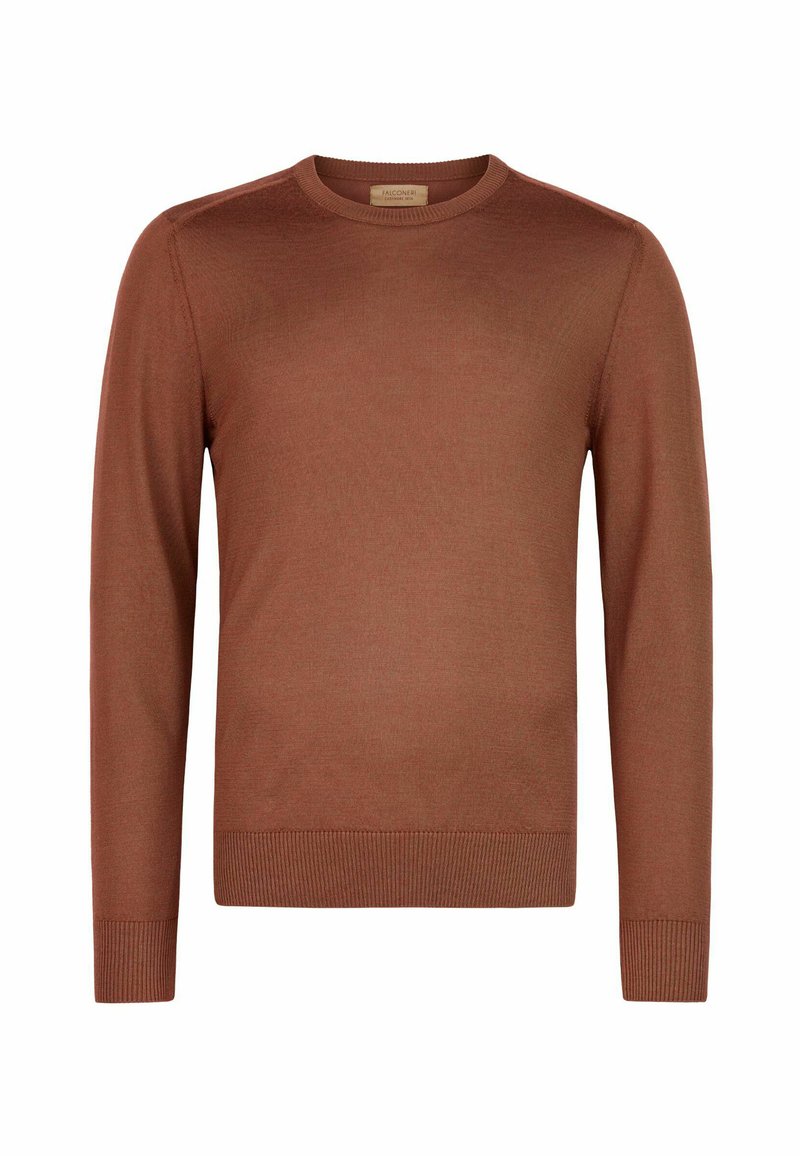 Falconeri SILKFINE CREWNECK - Strickpullover - brown/braun meliert ...