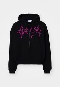 Weekday BOXY GRAPHIC ZIP HOODIE - Sweater met rits - black/zwart ...