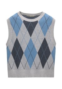 PULL&BEAR ARGYLE - Top - light grey/lysegrå - Zalando.dk
