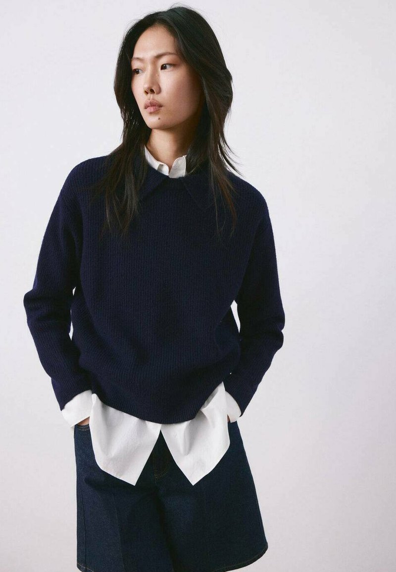 Mango Striktrøje - dark blue/mørkeblå - Zalando.dk