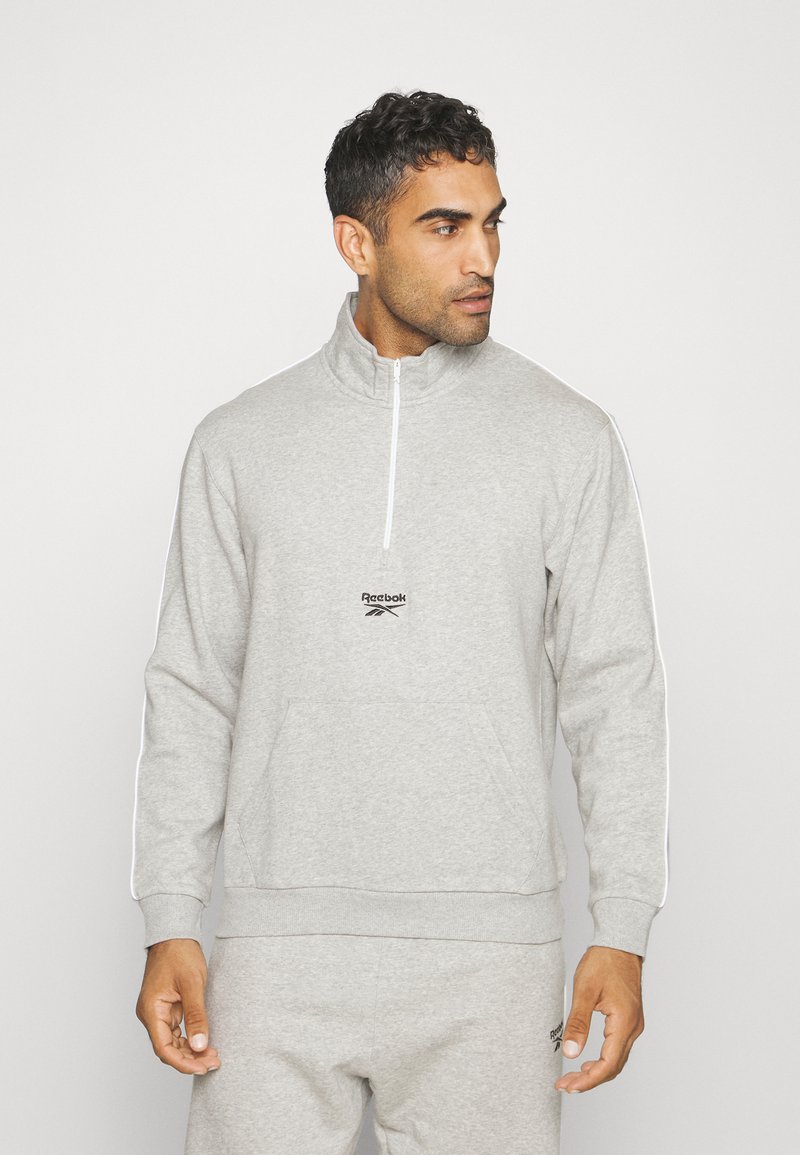 Reebok QUARTER ZIP - Sweatshirt - medium grey heather/grau - Zalando.de