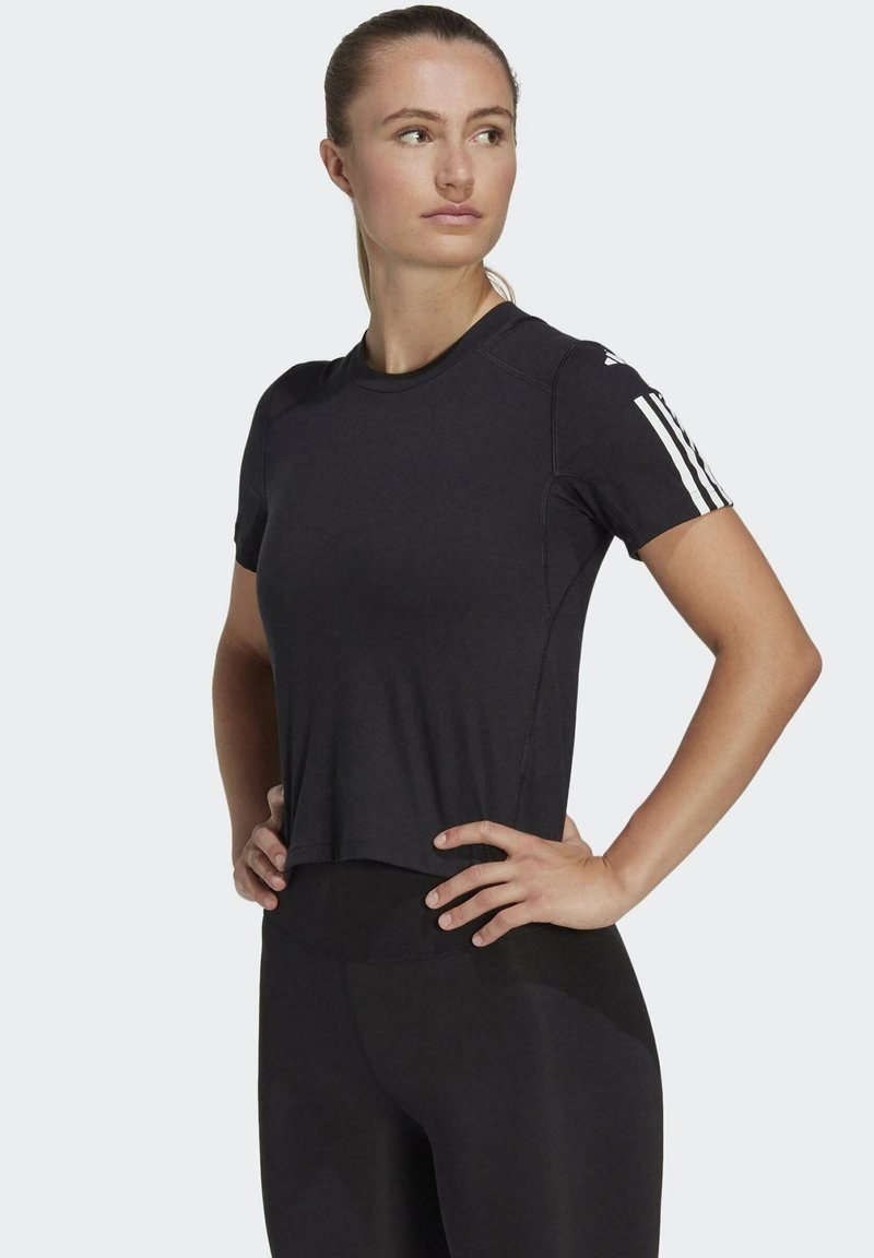 adidas Performance ESSENTIALS TRAIN 3-STRIPES CROP - Sport T-Shirt ...