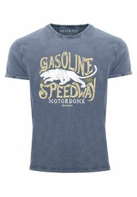 Neverless VINTAGE GASOLINE SPEE - T-Shirt print - blau - Zalando.de