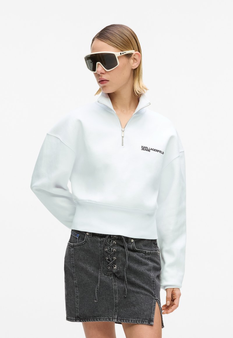 Karl Lagerfeld Jeans HALF ZIP - Sweatshirt - white - Zalando