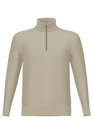 Dobber PETER HALF ZIP - Strickpullover - off white/grau - Zalando.de