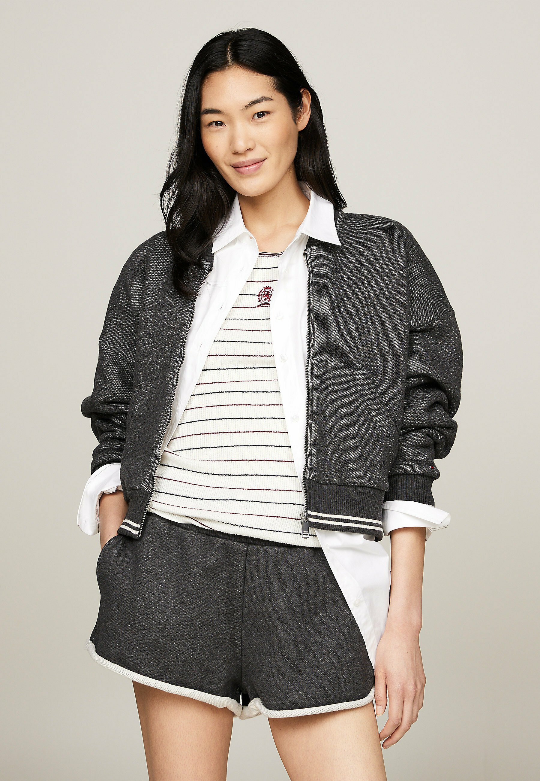 Tommy hilfiger grey bomber jacket store