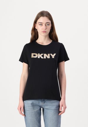 DKNY TWO TONE LOGO TEE - T-Shirt print - black/schwarz - Zalando.de