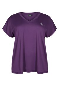 Active by Zizzi TRAINING WITH V-NECK - T-paita - purple pennant/syreeni - Zalando.fi