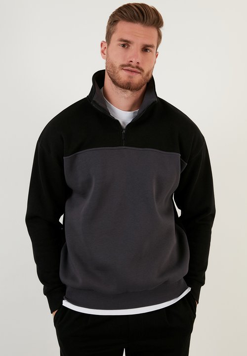 Buratti SLIM FIT - Fleece trui - black/zwart - Zalando.be