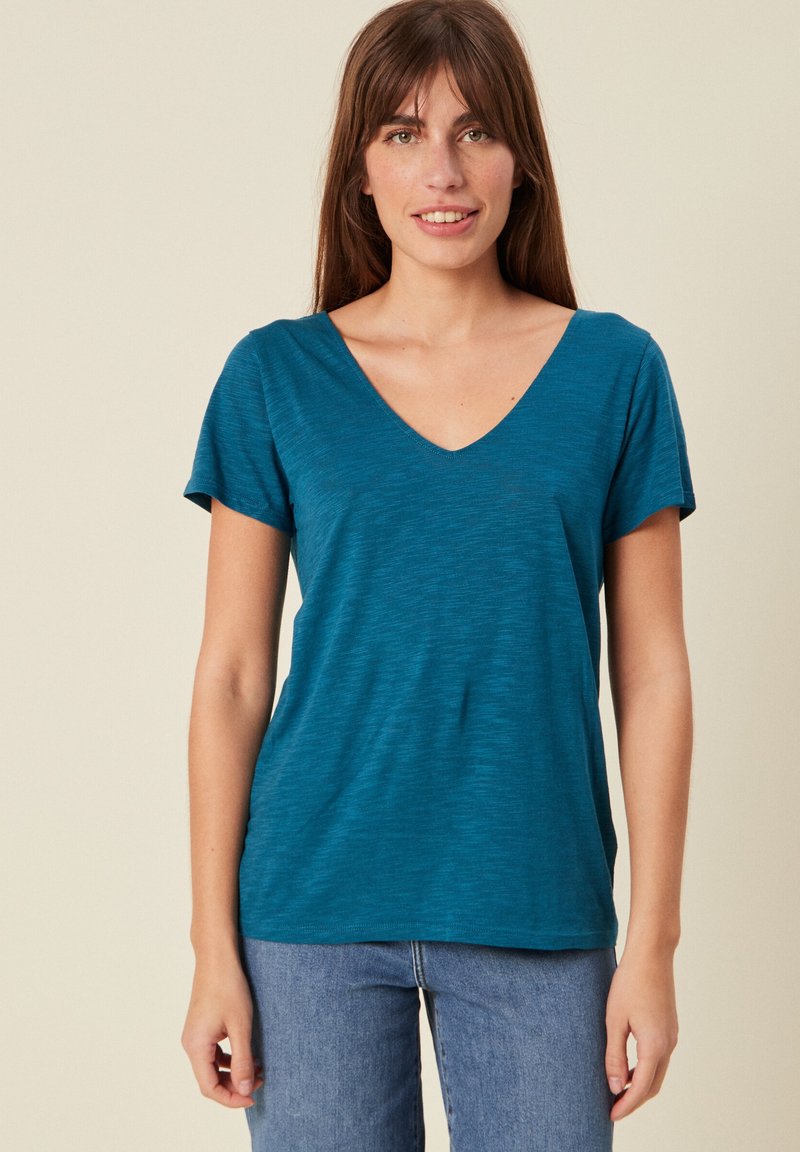 BONOBO Jeans MIT KURZEN ÄRMELN - T-Shirt basic - bleu pétrole/neonblau ...