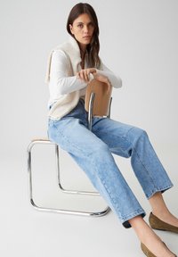 OPUS PANTS RISE BARREL FIT - Wide Leg - light powder blue/blue denim ...