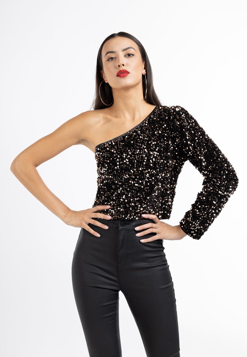 faina ONE-SHOULDER-PAILLETTEN DULCEY - Bluse - kupfer - Zalando.de