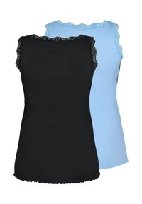 Zizzi 2-PACK WITH TRIM - Top - black bel air blue/dunkelblau - Zalando.at