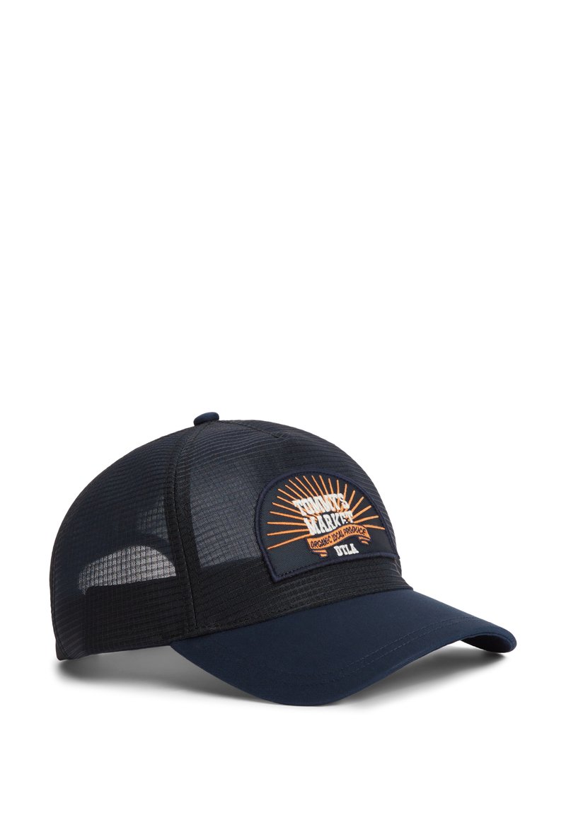 Tommy Jeans VARSITY LOGO MESH TRUCKER CAP - Cap - dark night navy/dark ...