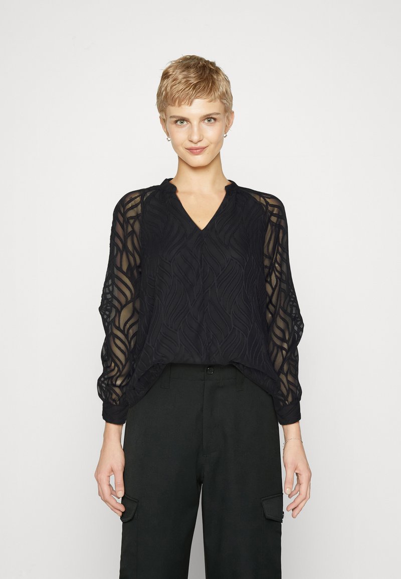Object OBJSALLIE V NECK - Blouse - black/zwart - Zalando.nl