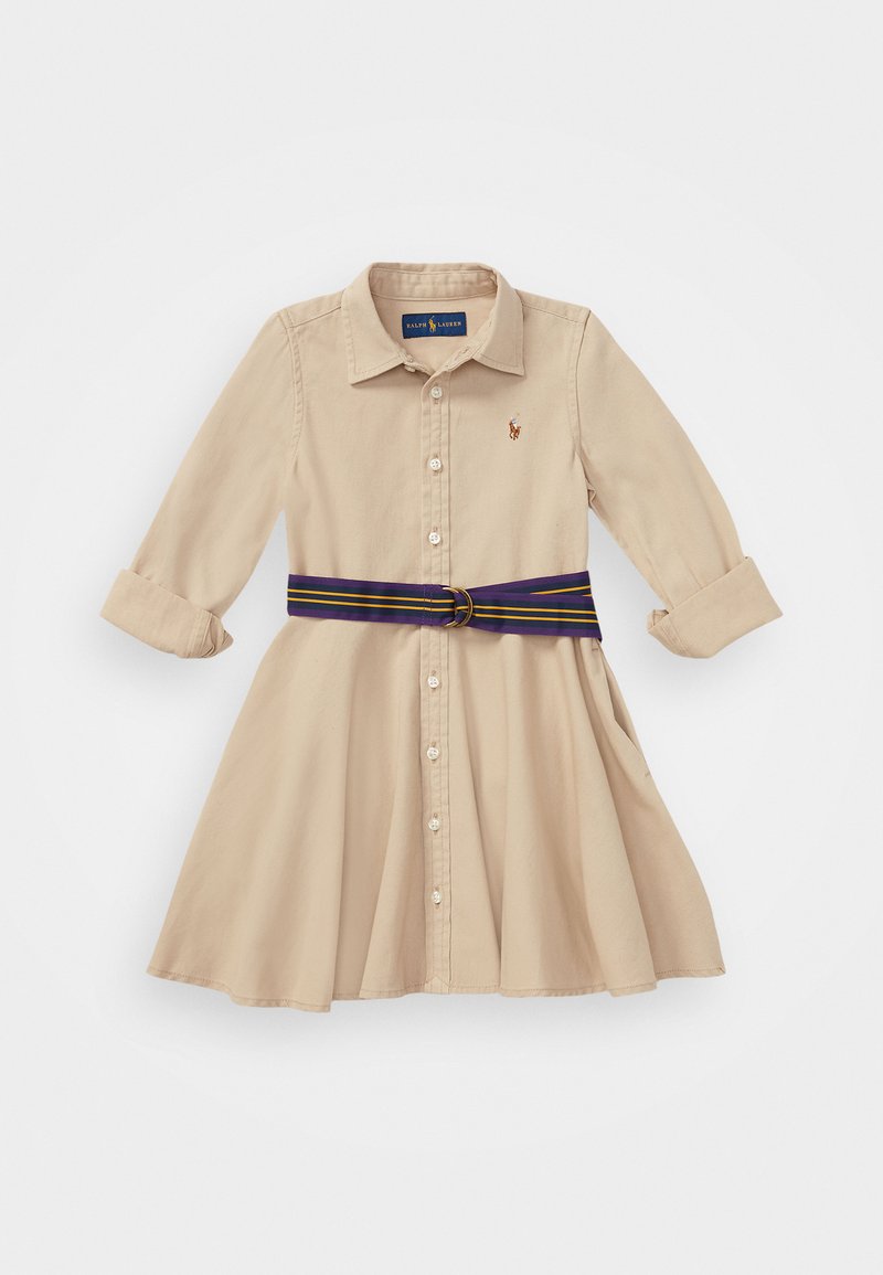 Polo Ralph Lauren BELTED COTTON CHINO SHIRTDRESS - Skjortekjole - classic khaki/lyseblå - Zalando.no