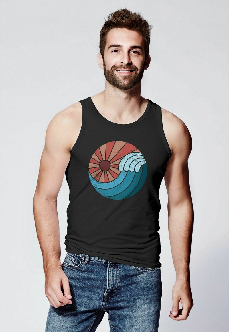 Neverless TANK- WAVE SONNE SOMMER RETRO VINTAGE PRINT - Top - schwarz ...