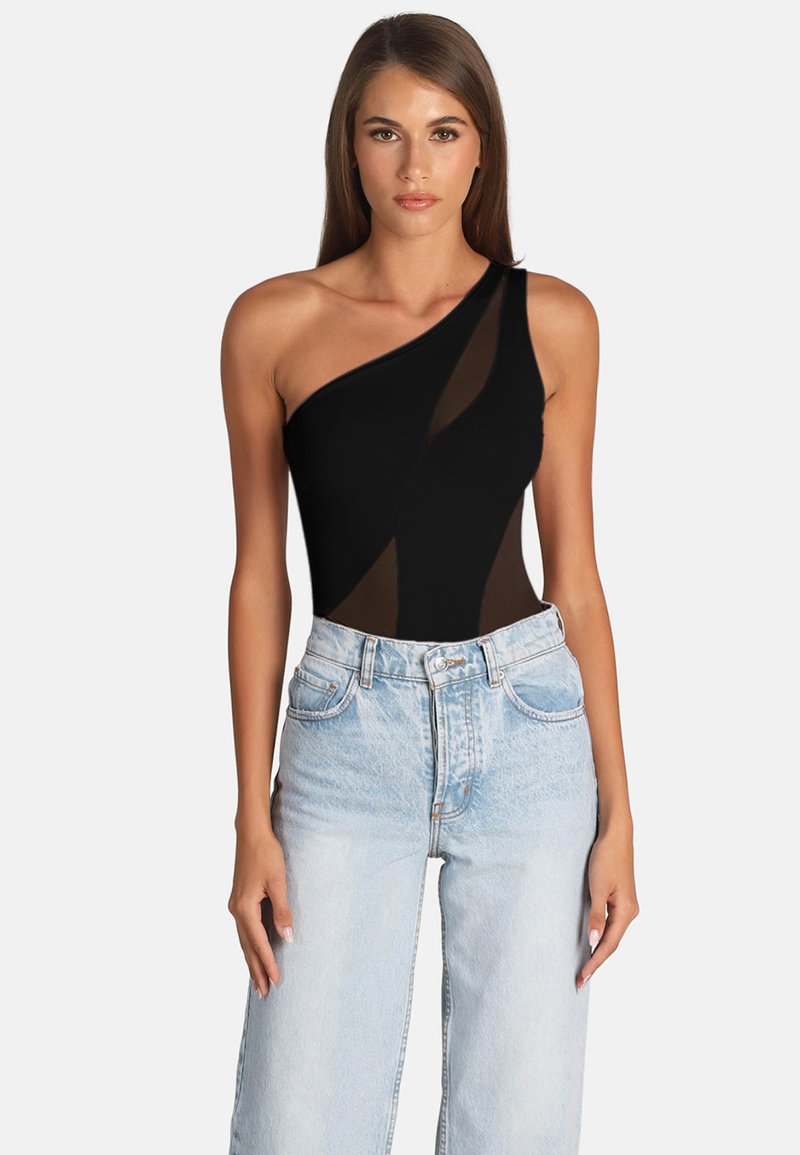 OW Collection CURVE MESH ONE SHOULDER - Body - black/negro - Zalando.es