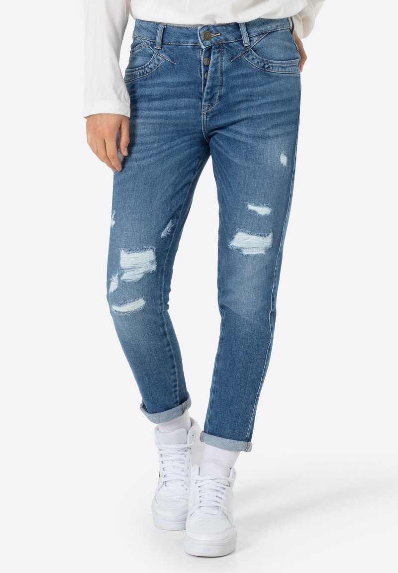 TIMEZONE RAVEN - Slim fit jeans - mid blue destroy wash/blue - Zalando