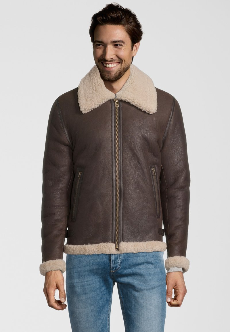 Goosecraft LAMMY - Leather jacket - brown - Zalando