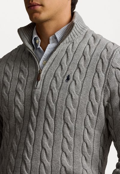 Polo Ralph Lauren CABLE KNIT COTTON JUMPER - Jumper - fawn grey heather ...