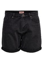ONLY JEANSSHORTS REGULAR FIT - Jeans Shorts - black/black denim ...