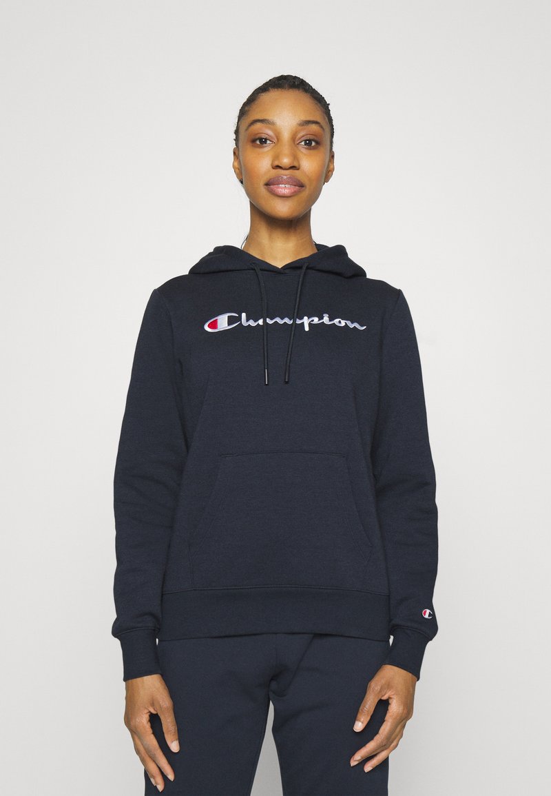 Champion CLASSIC HOODED LARGE LOGO - Kapucni - dark blue/sötétkék ...