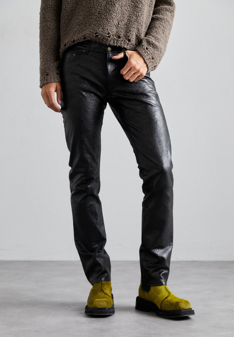 424 Leather trousers - black - Zalando.co.uk