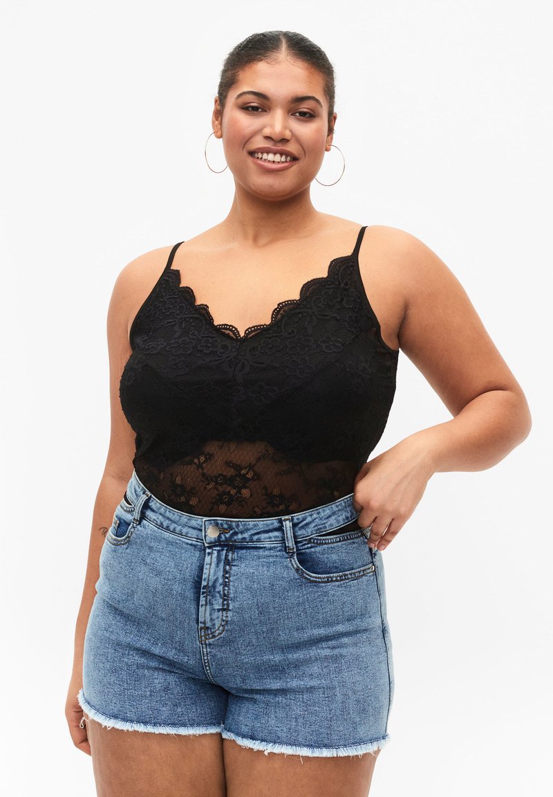 Blush by Zizzi CUT OUT - Jeans Shorts - light blue denim/light-blue ...