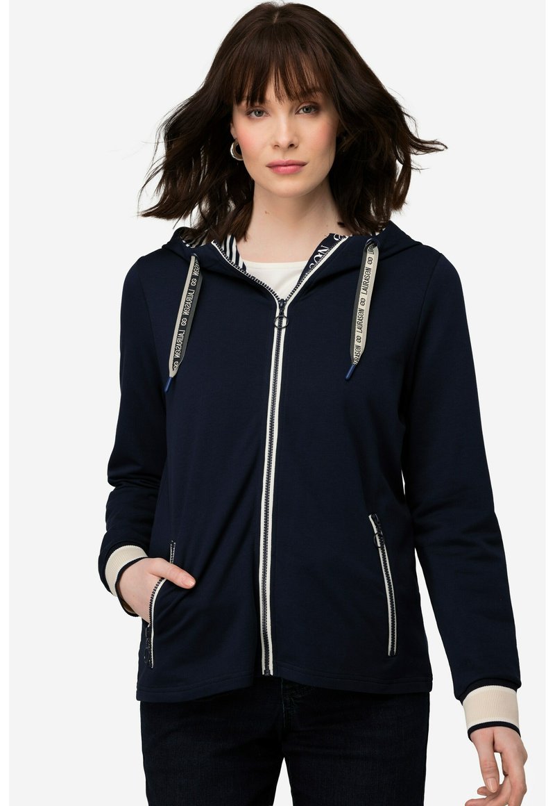 LAURASØN KAPUZE ZIPPER MIT STATEMENT BAND - Sweatjacke - navy blue ...