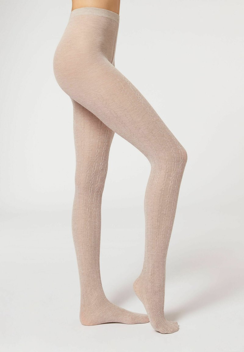 Calzedonia CABLE PATTERNED - Medias - hautfarben natural blend yarn ...