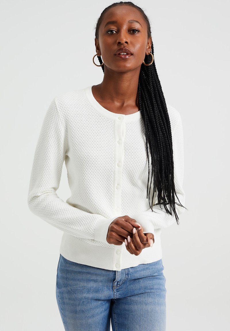 WE Fashion STRUCTURE - Cardigan - white/alb - Zalando.ro